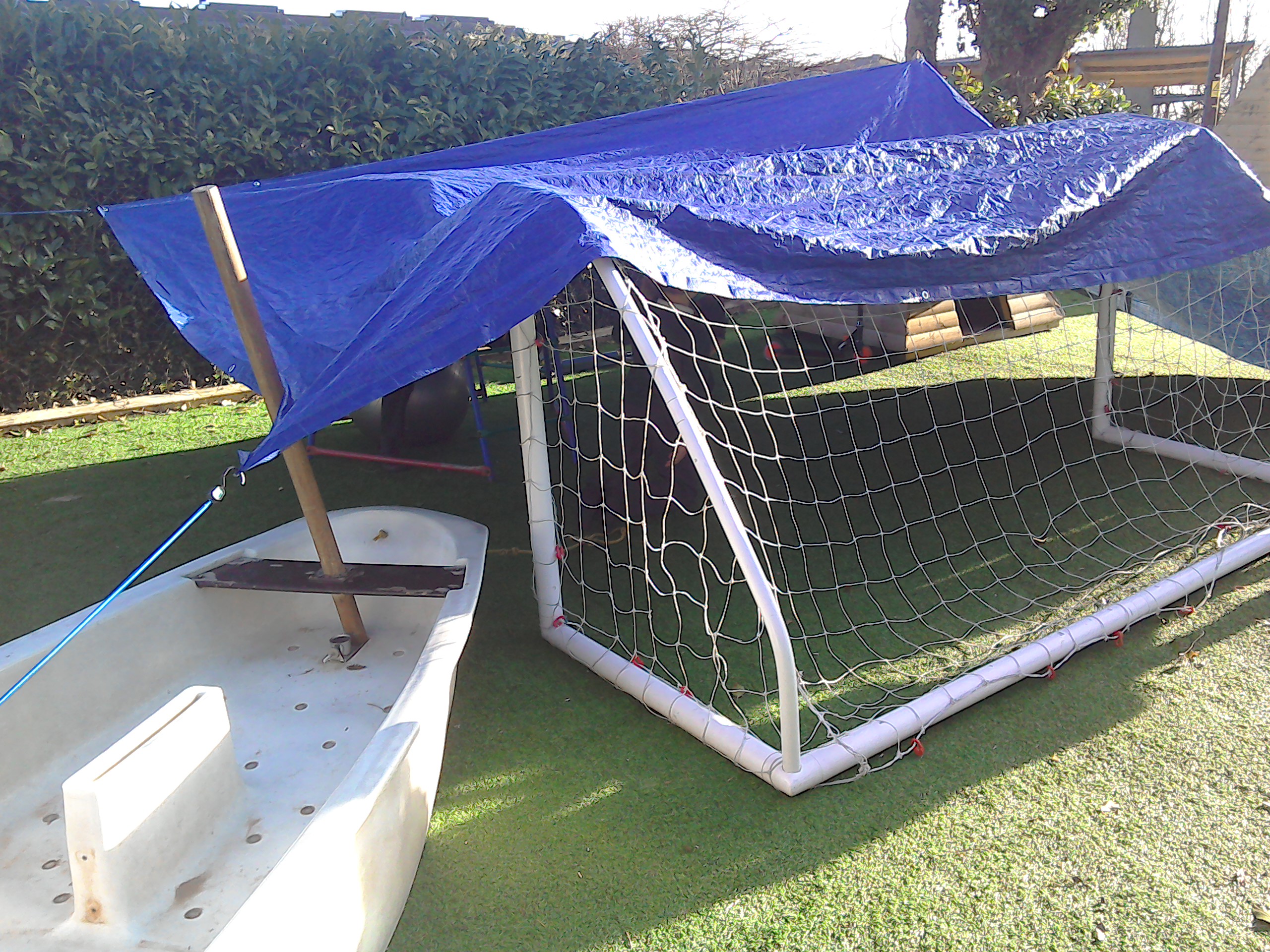 the gorgeous weather has tempted the children outside for den building ...
